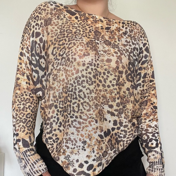 Chico's | Sweaters | Y2k Leopard Print Knit Crochet Blouse Top | Poshmark